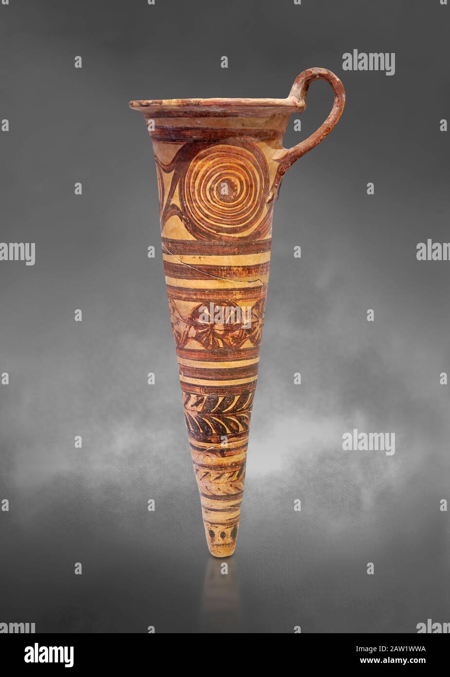 Minoan decorated conical rhython libation vessel, Gournia 1600-1450 BC ...