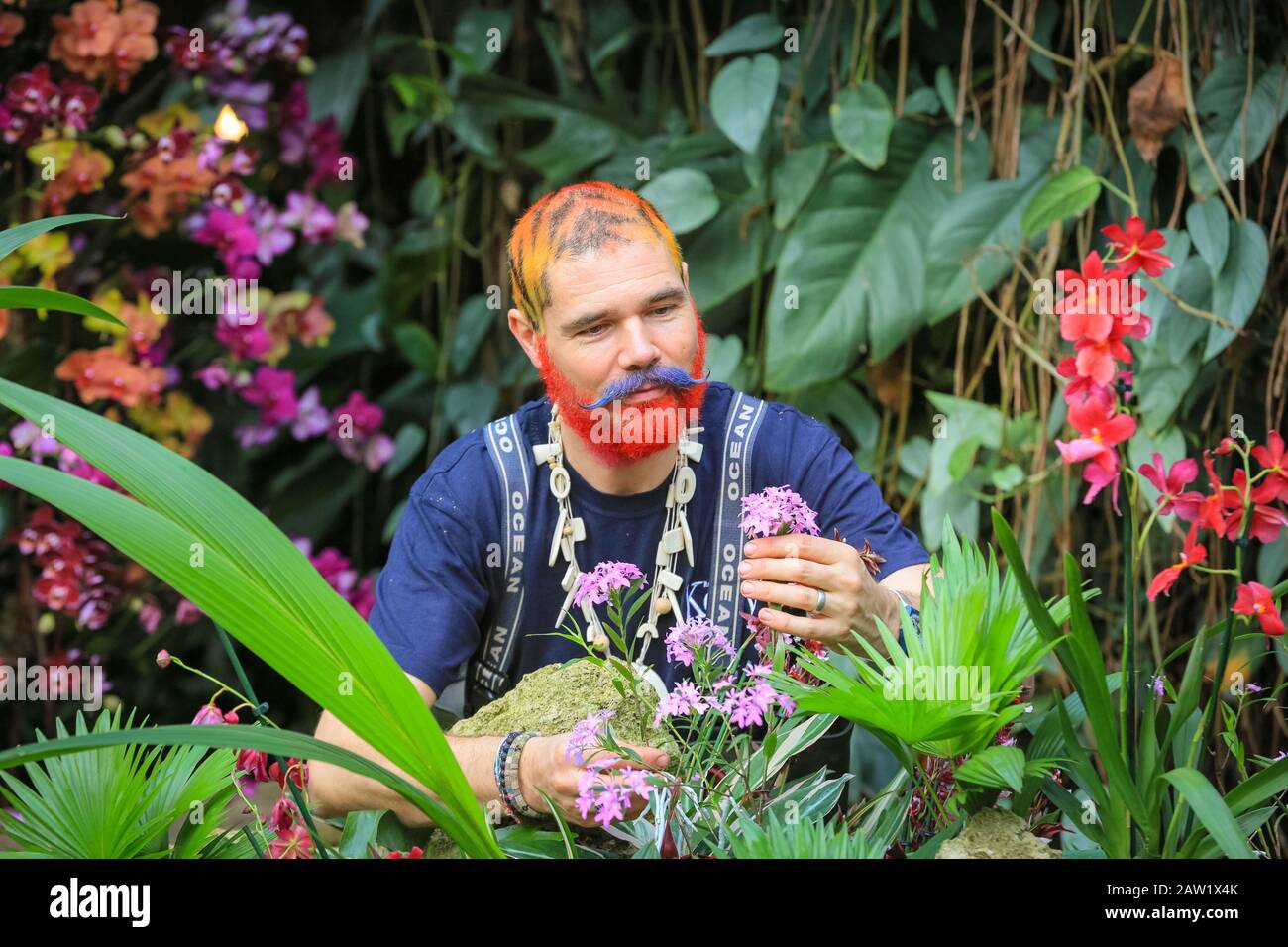 Kew Gardens, London, 06th Feb 2020. Kew volunteer and master florist ...