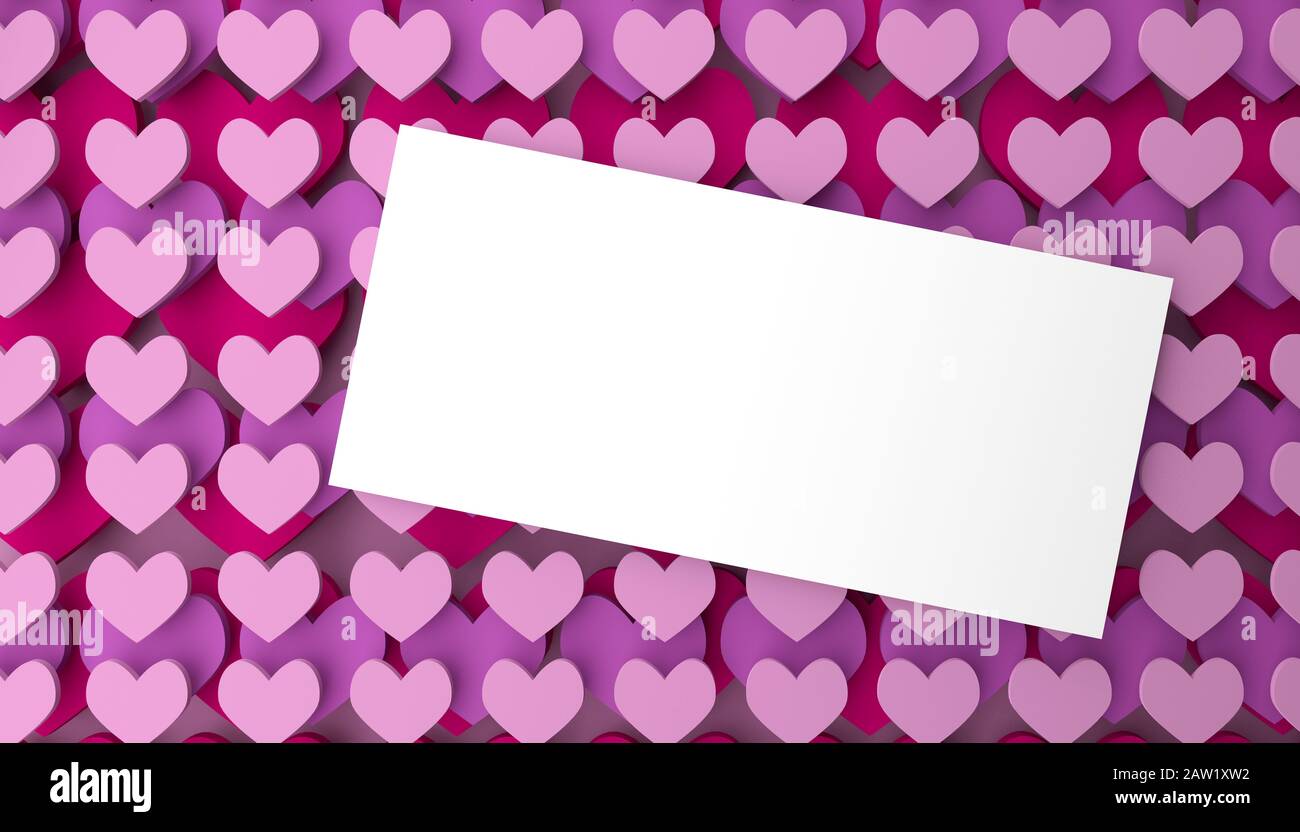 Modern Valentines Day or birthday card background with stacked heart ...
