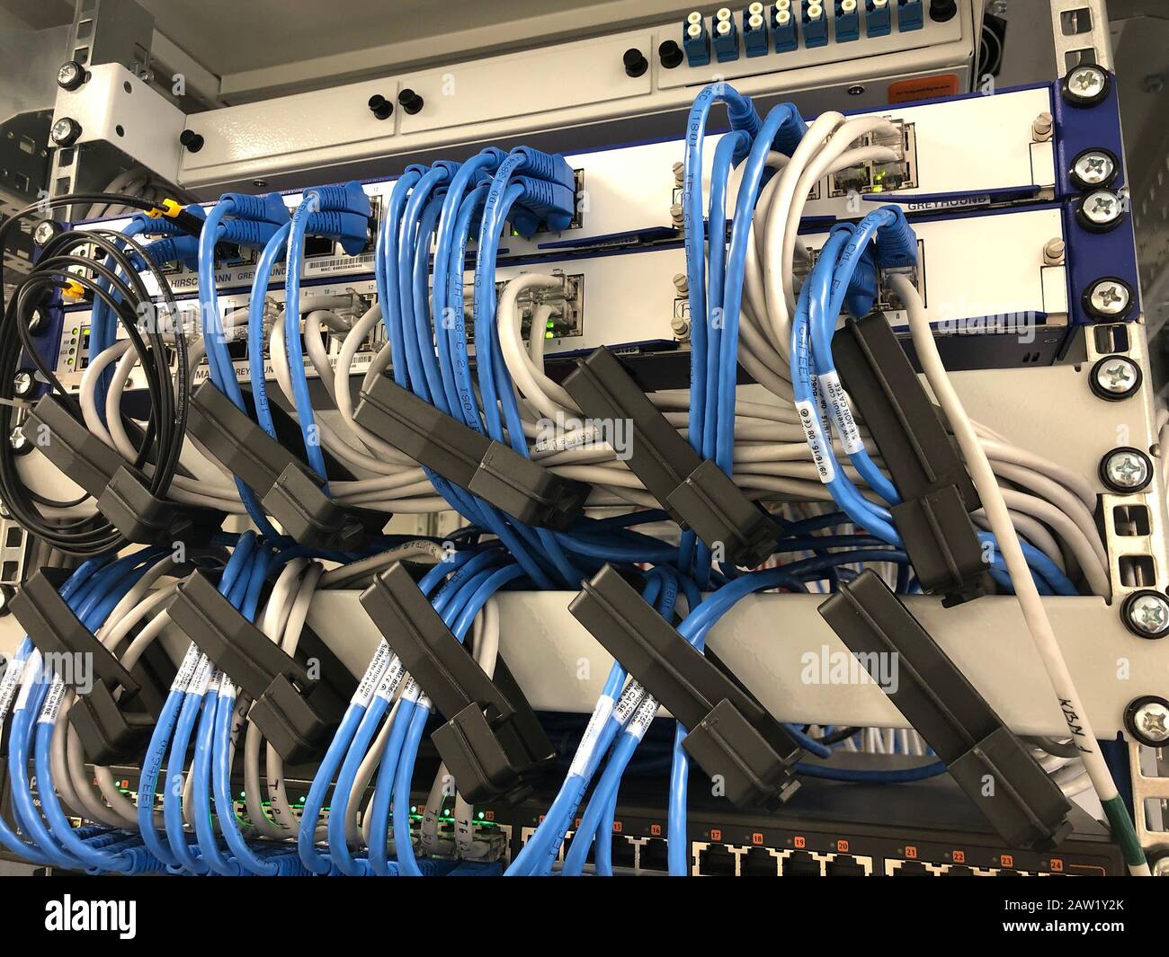 network cables connected to data center server Stock Photo - Alamy