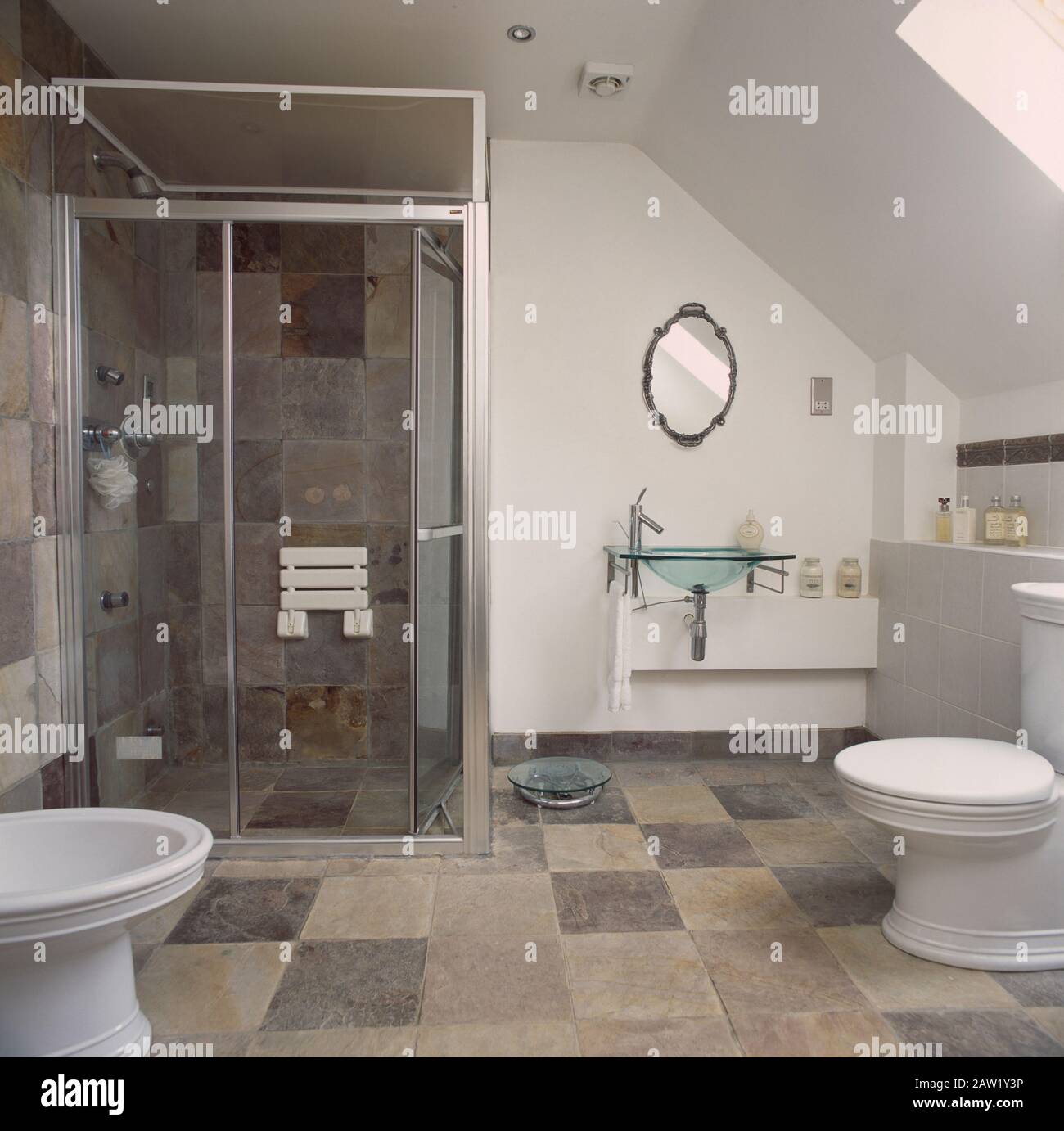 Large shower cubicle in modern bathroom Stock Photo - Alamy