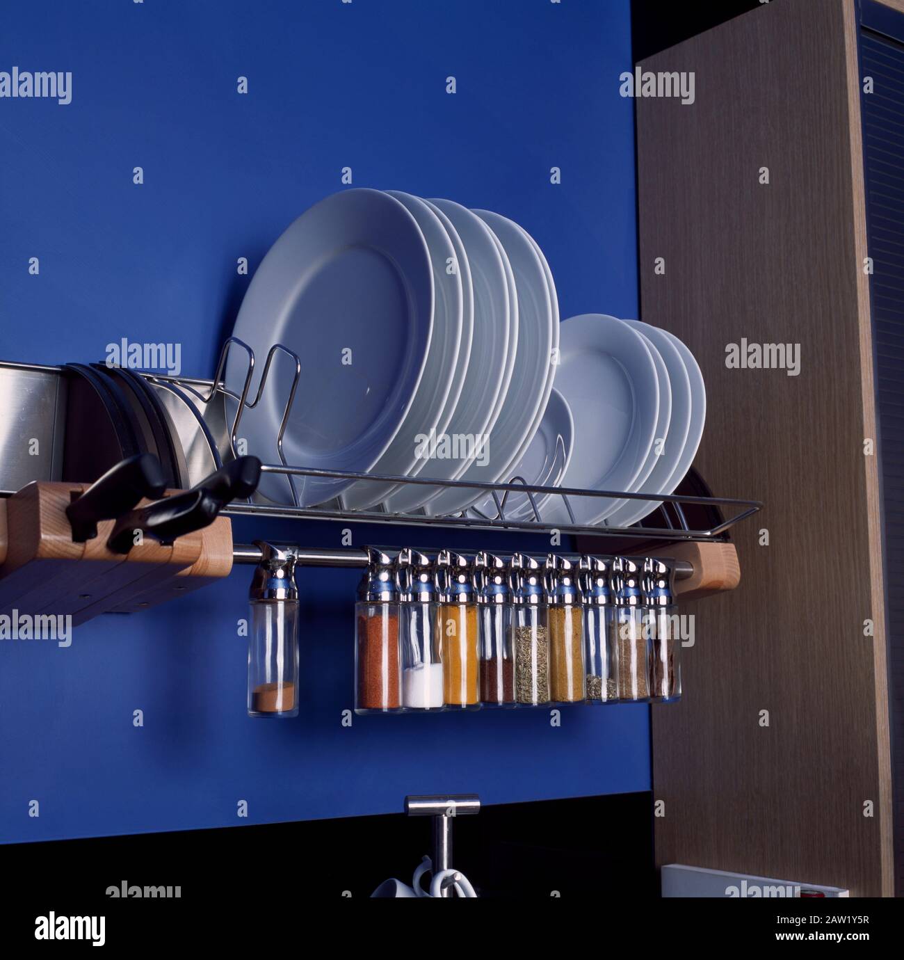 Clever storage ideas in modern kitchen detail Stock Photo - Alamy