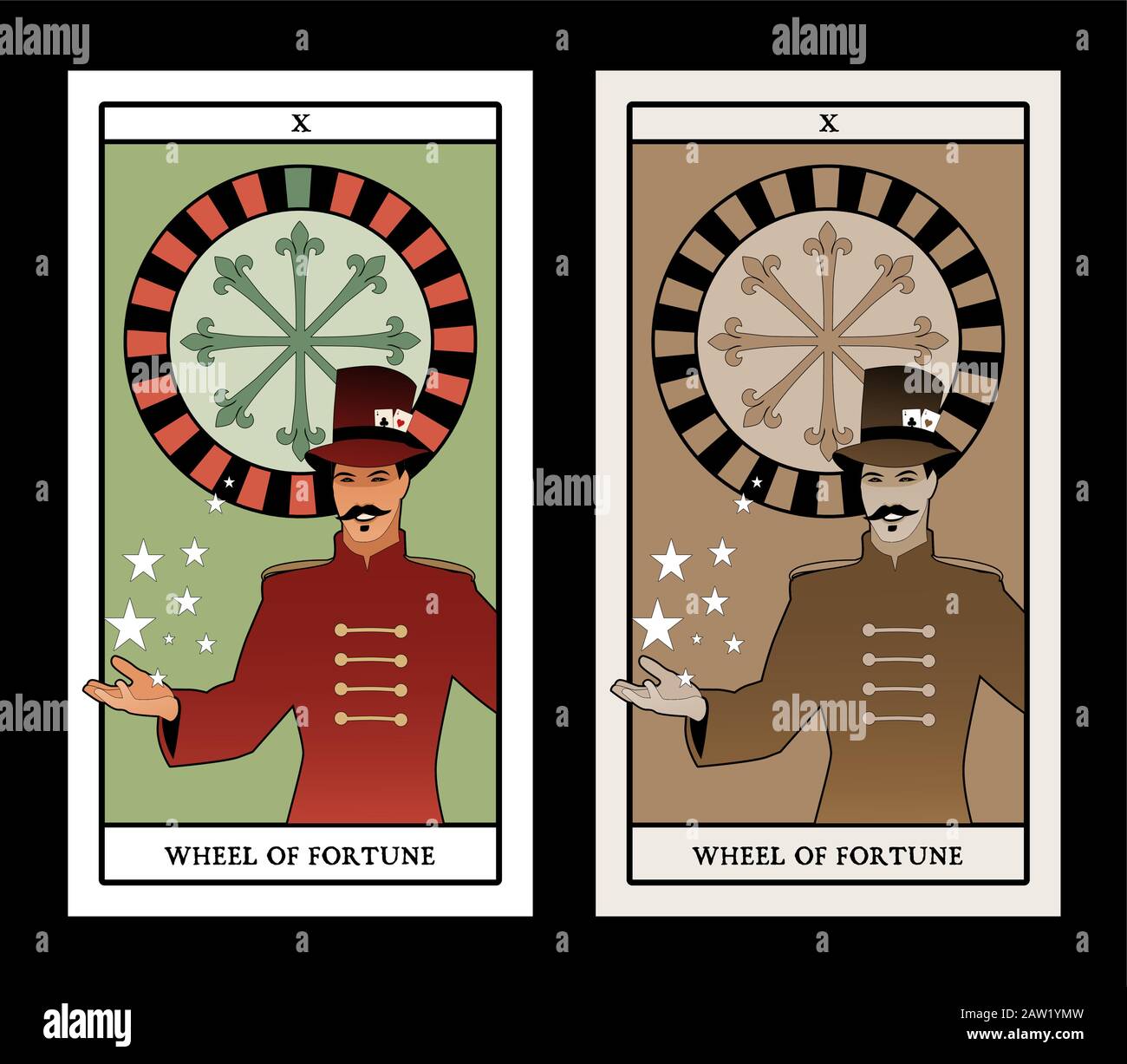 Major Arcana Tarot Cards. The Wheel of Fortune. Master of ceremonies ...