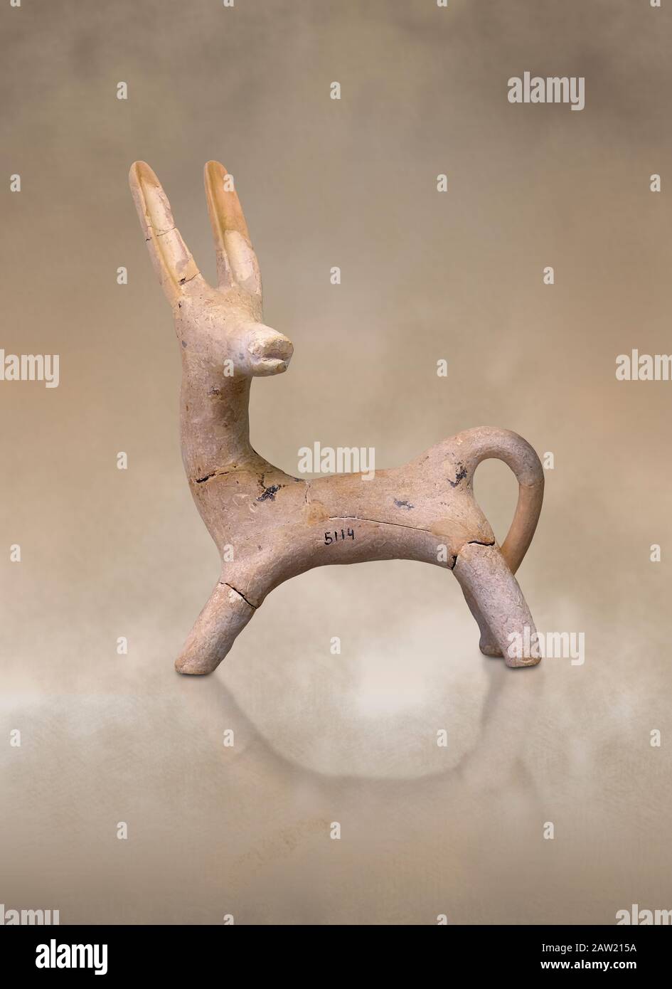 Early Cretian Minoan goat shaped clay vessel, 2300-1900 BC, Heraklion ...