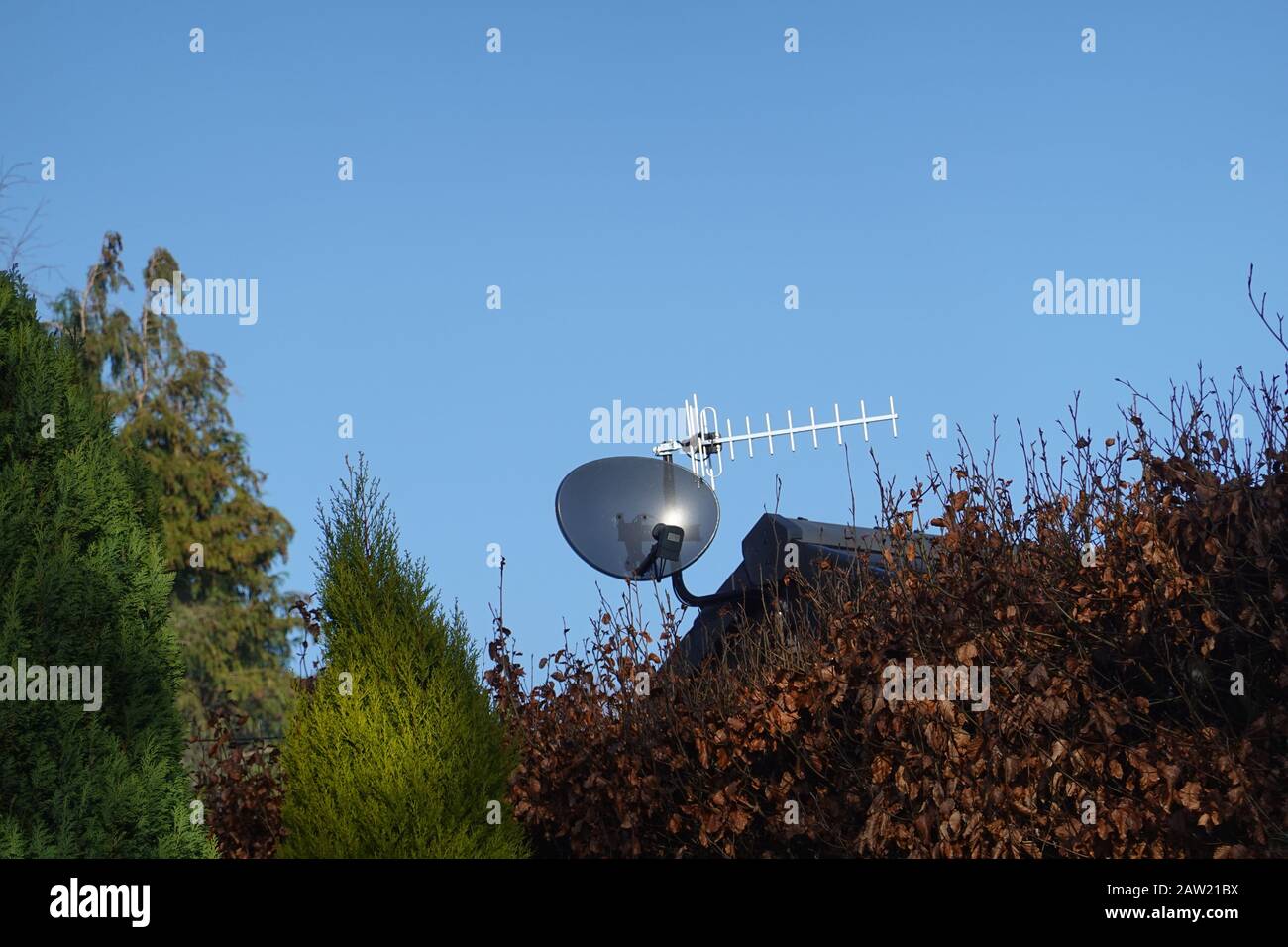 A satellite dish and tv aerial Stock Photo - Alamy