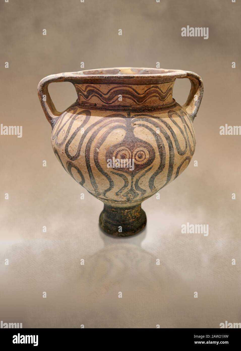 Minoan Cretan krater with stylised octopus decoration, Klima 1370-1300 ...