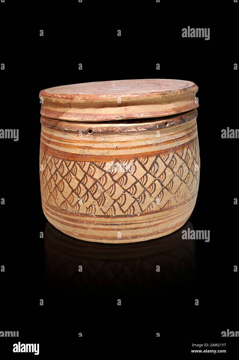 Minoan Cretan decorated pot with lid , Knossos-Venizeleio 1300-1200 BC ...
