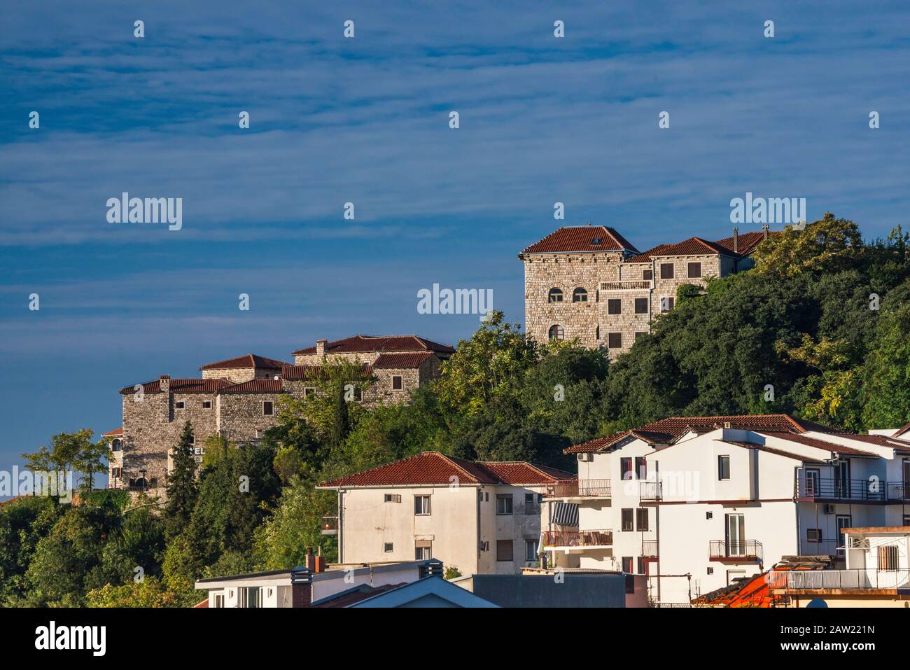 Ulcinj Castle aka Stari Grad (Old Town) over Ulcinj, Montenegro Stock ...