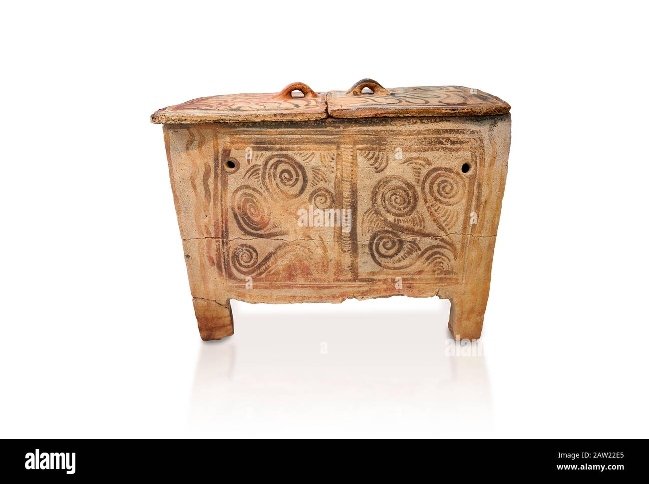 Minoan pottery larnax coffin chest with fstylised floral decorations ...