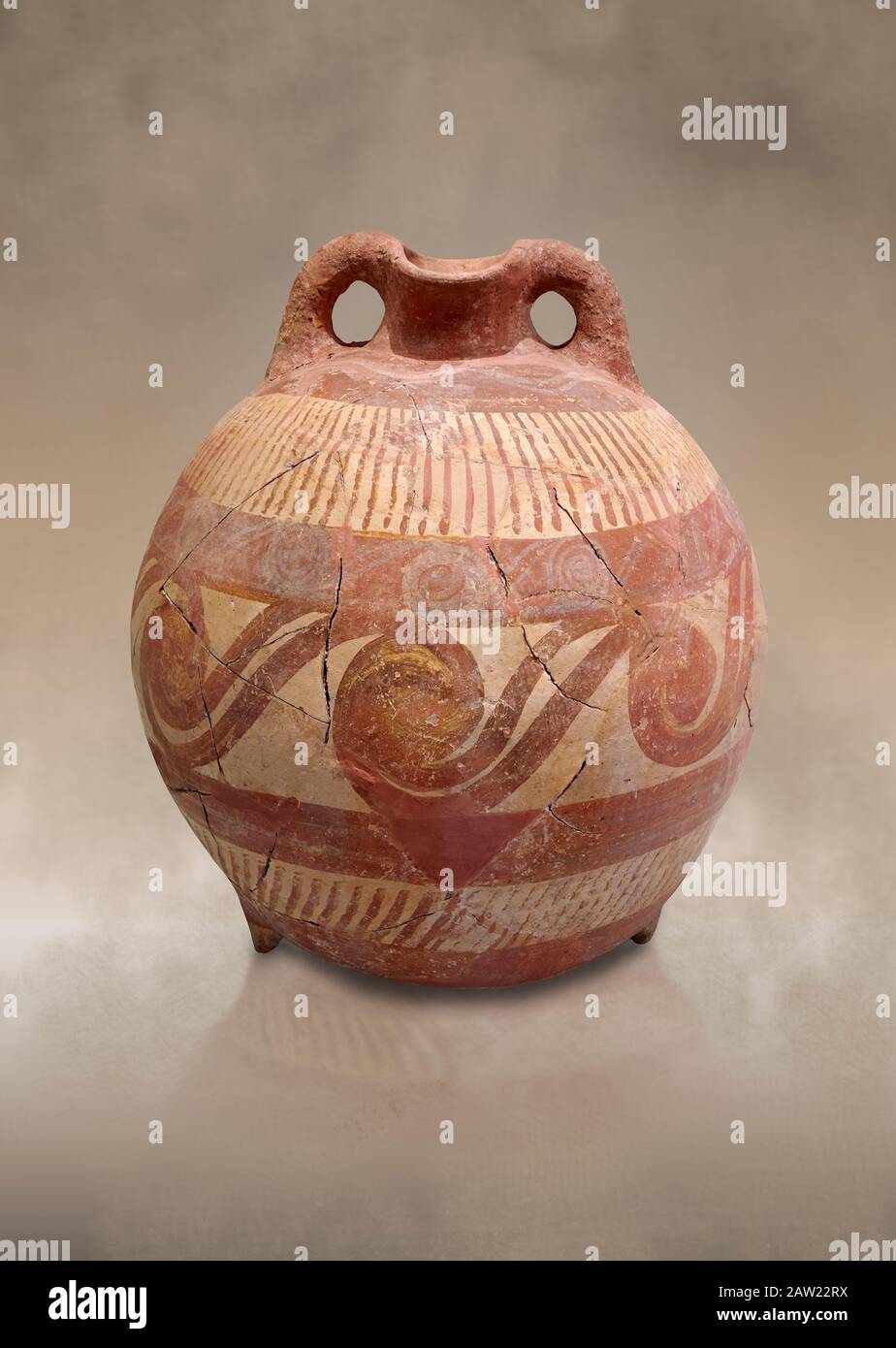 Minoan decorated clay flask from the Knossos-Temple Repositories 1650 ...