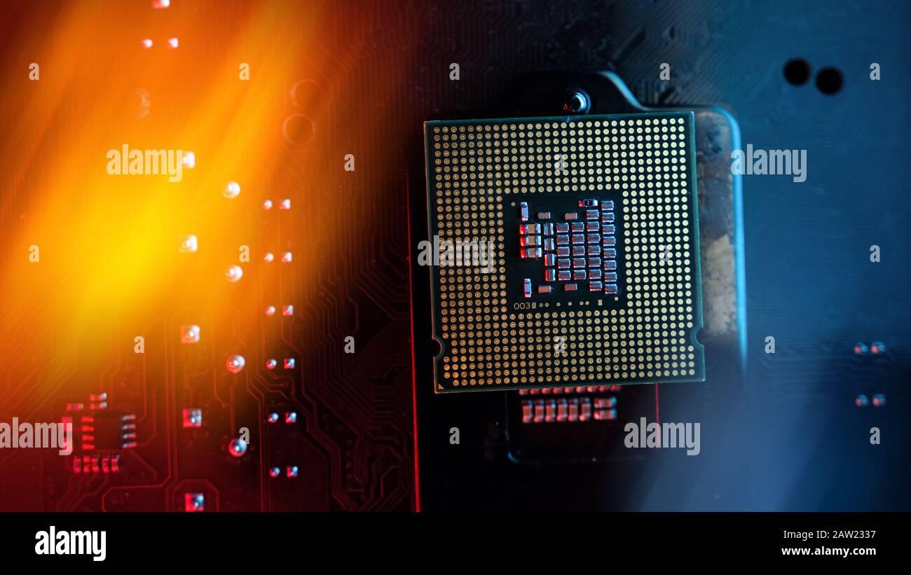 Great looking computer processor on the motherboard in abstract colors ...