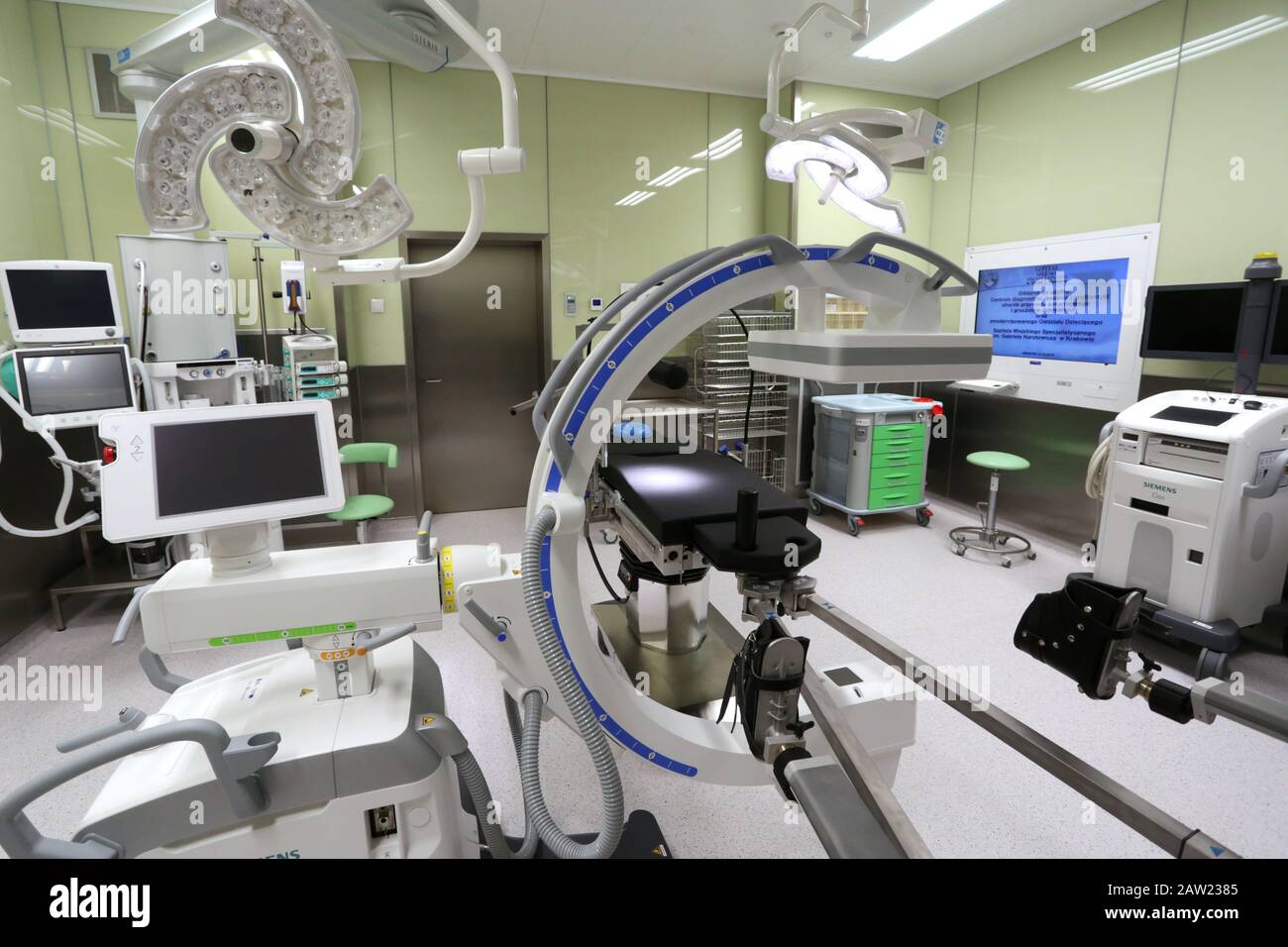 Cracow. Krakow. Poland. Advanced operating table at the operating ...