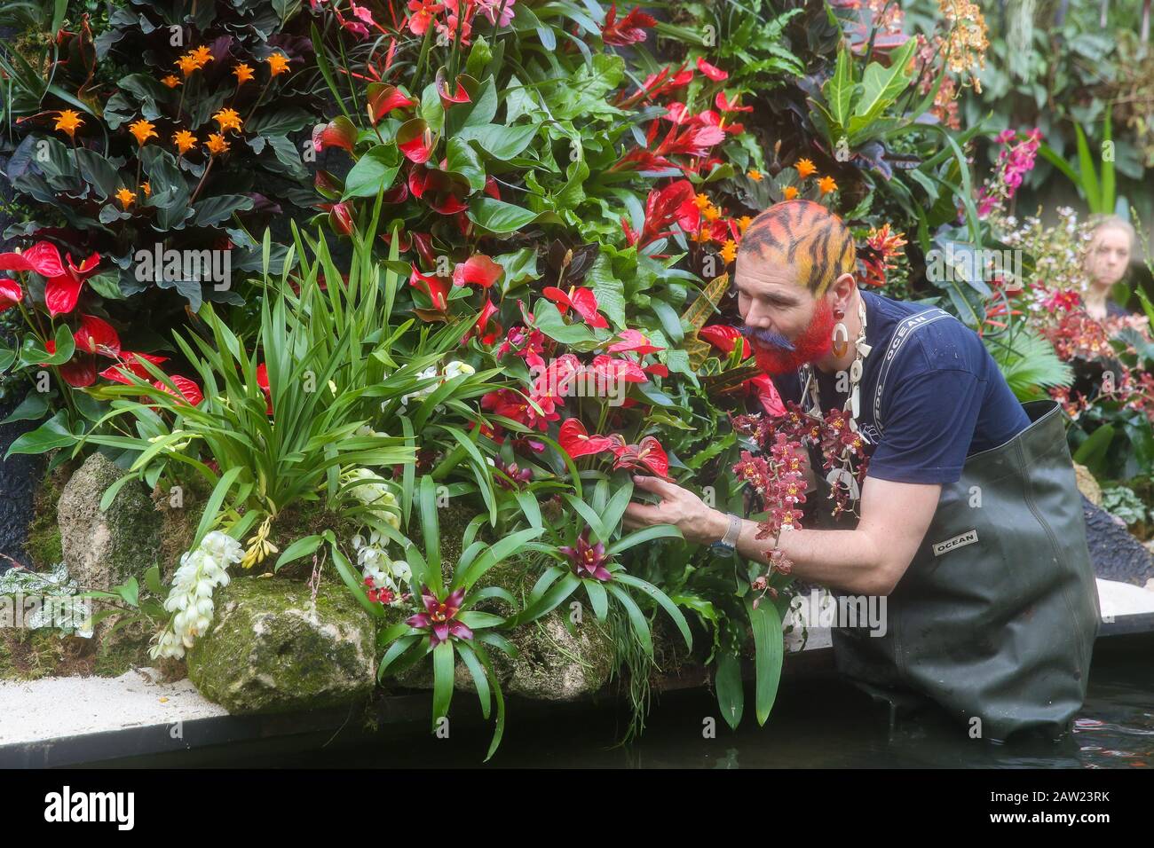 Kew Gardens, London, UK 6 Feb 2020 - Florist and Kew volunteer Henck ...