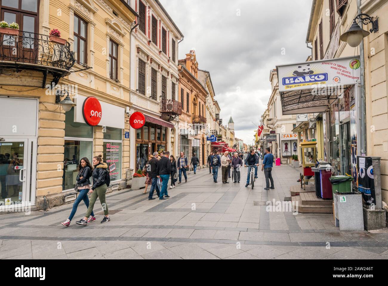 Shirok Sokak (Marshal Tito Street), pedestrian street in Bitola, North ...