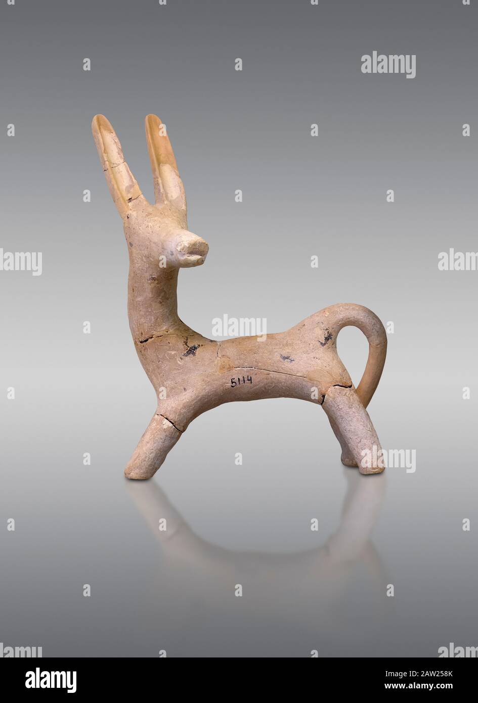 Early Cretian Minoan goat shaped clay vessel, 2300-1900 BC, Heraklion ...