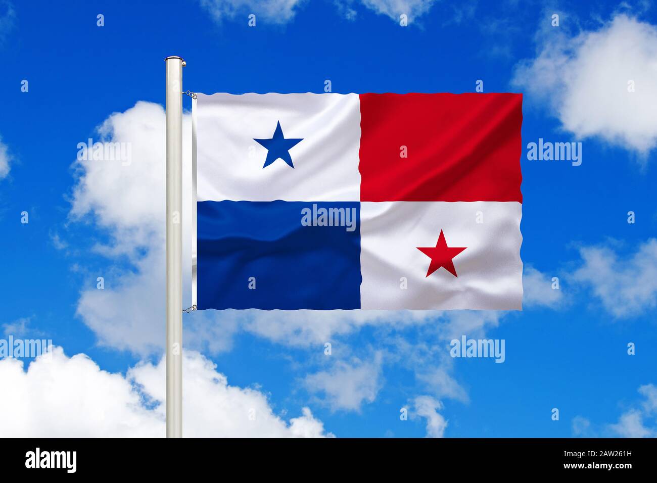 flag of Panama in front of blue cloudy sky, Panama Stock Photo - Alamy