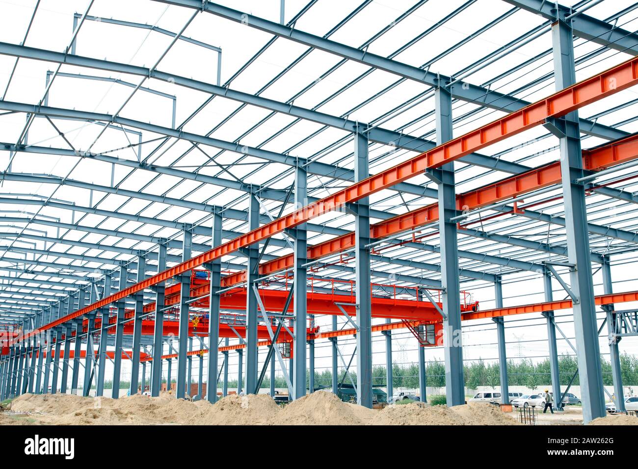 In the construction site, steel structure is under construction Stock ...