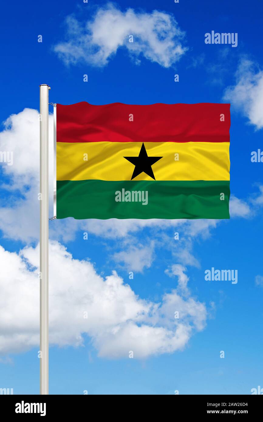 flag of Ghana in front of blue cloudy sky, Ghana Stock Photo - Alamy