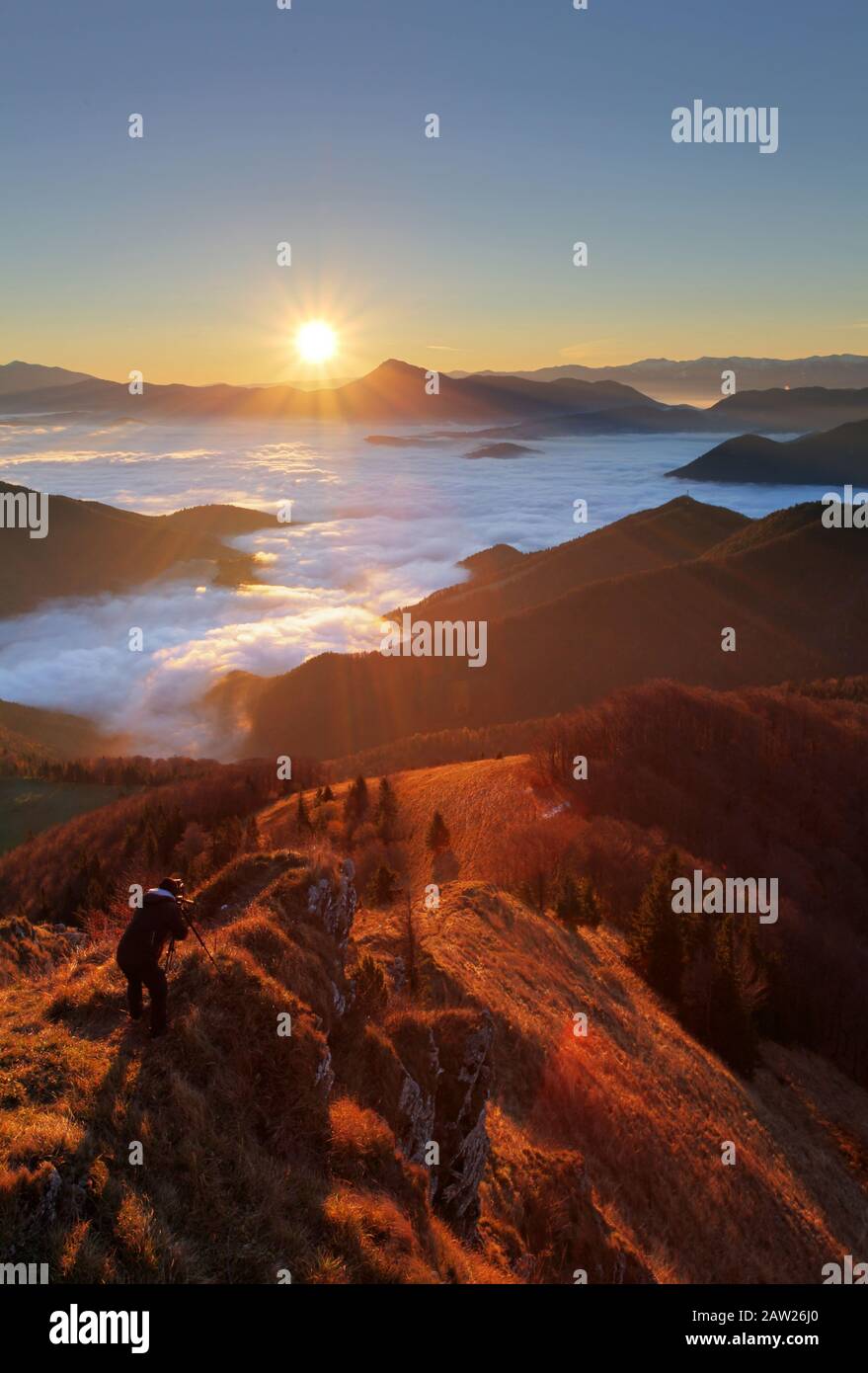 Sunset mountain tree sky hi-res stock photography and images - Alamy