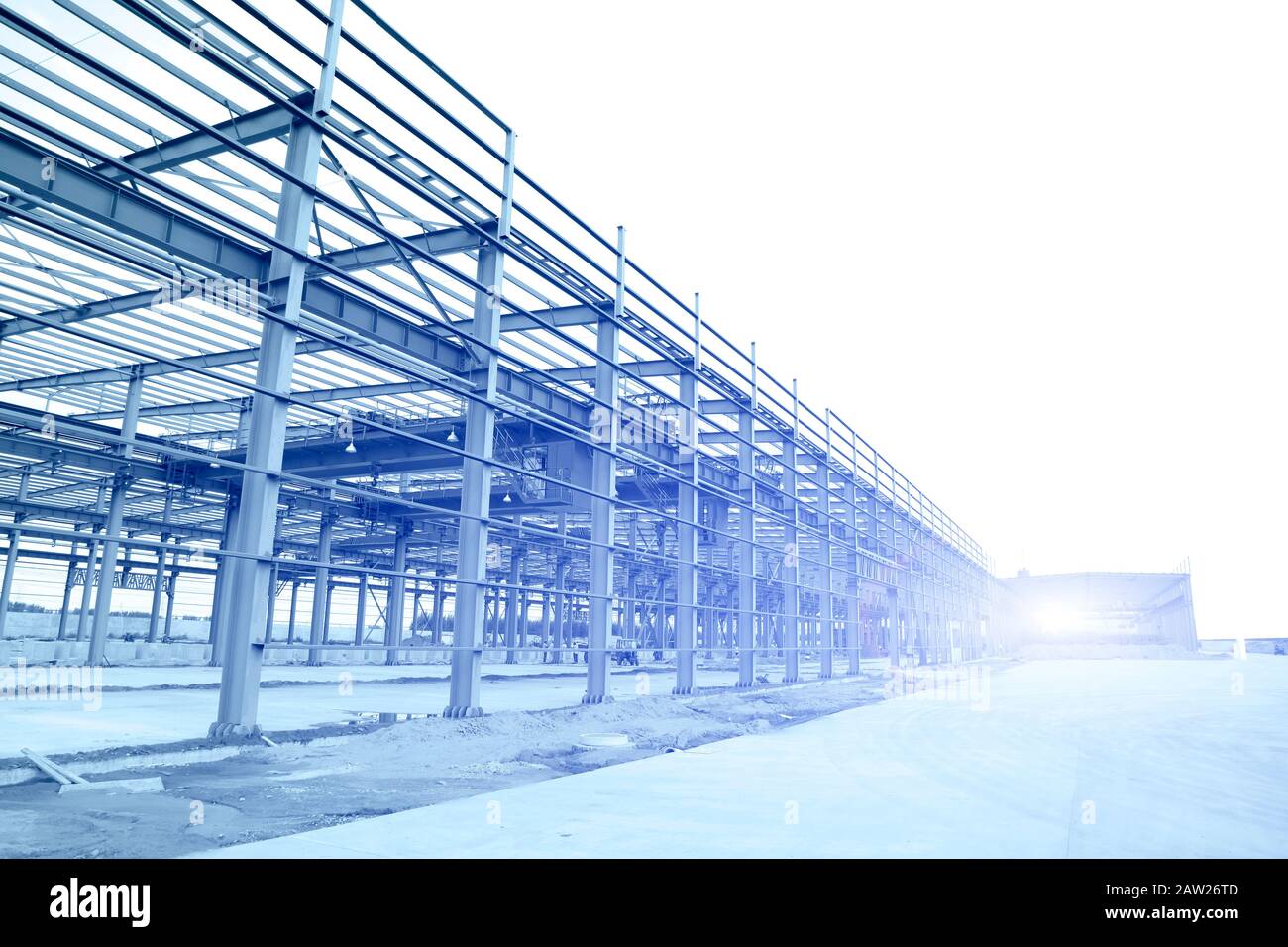In the construction site, steel structure is under construction Stock ...