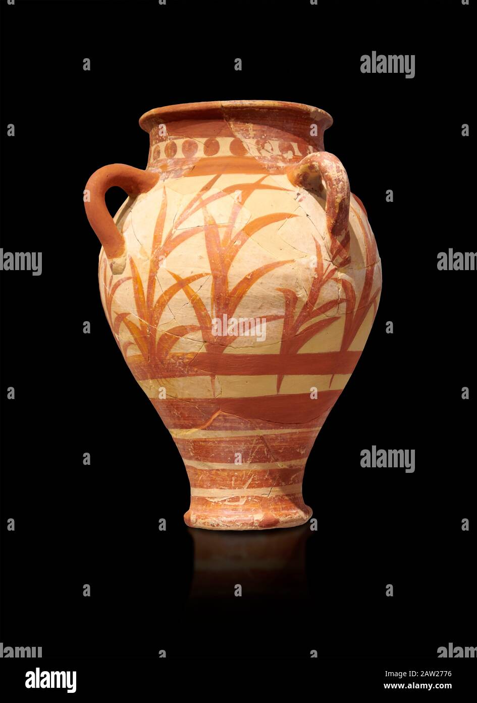 Minoan clay pot decorted with a floral design , Knossos Palace 1500 ...