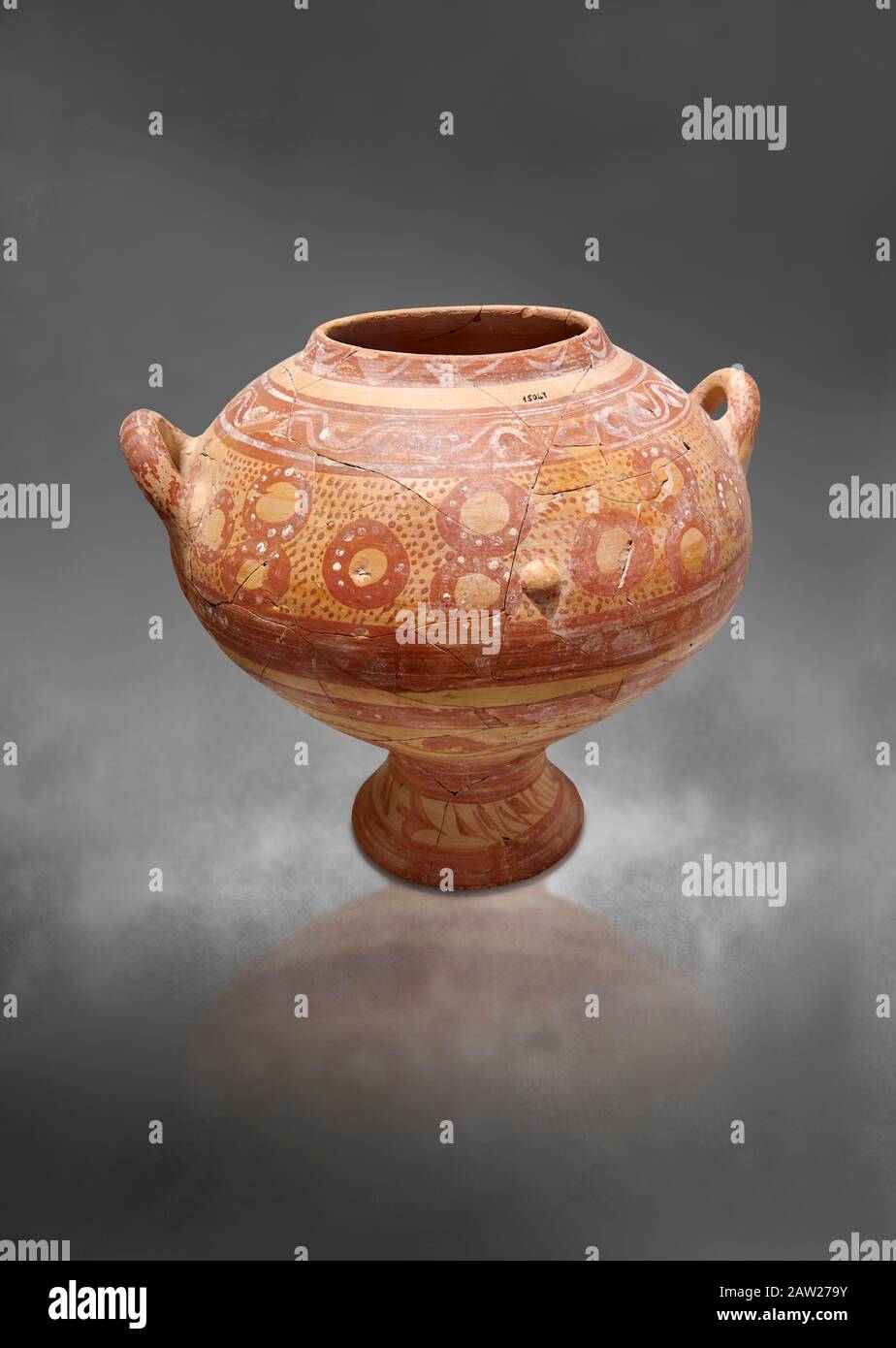 Minoan decorted clay 2 handled pot , Knossos Palace 1500-1450 BC BC ...
