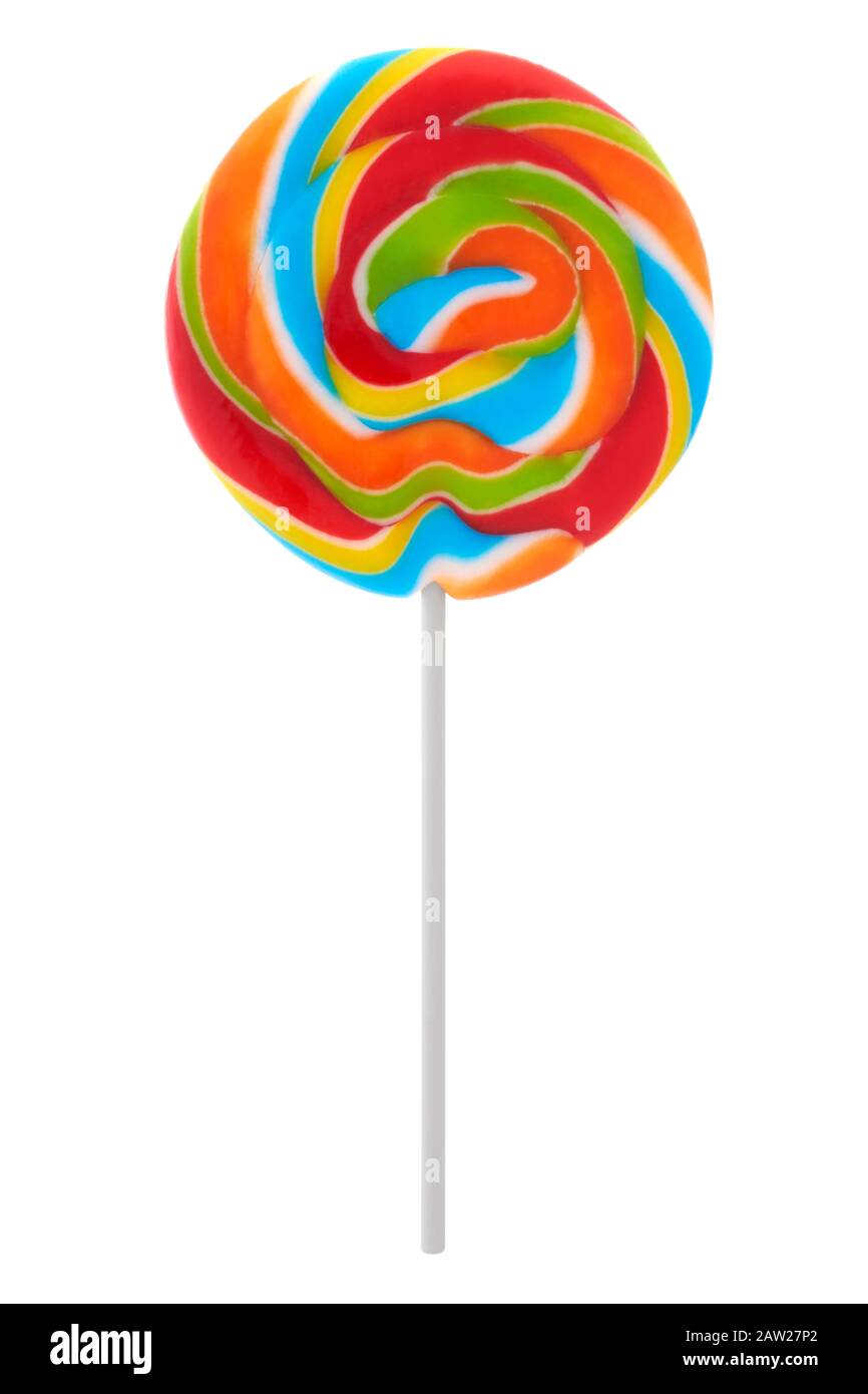 Round lollipop on white background Stock Photo - Alamy