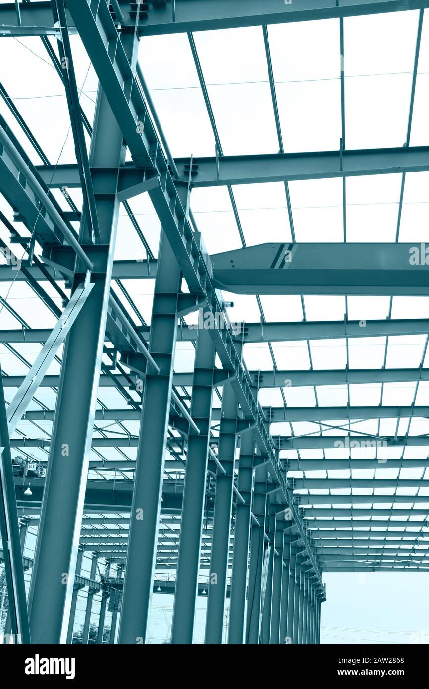 In the construction site, steel structure is under construction Stock ...