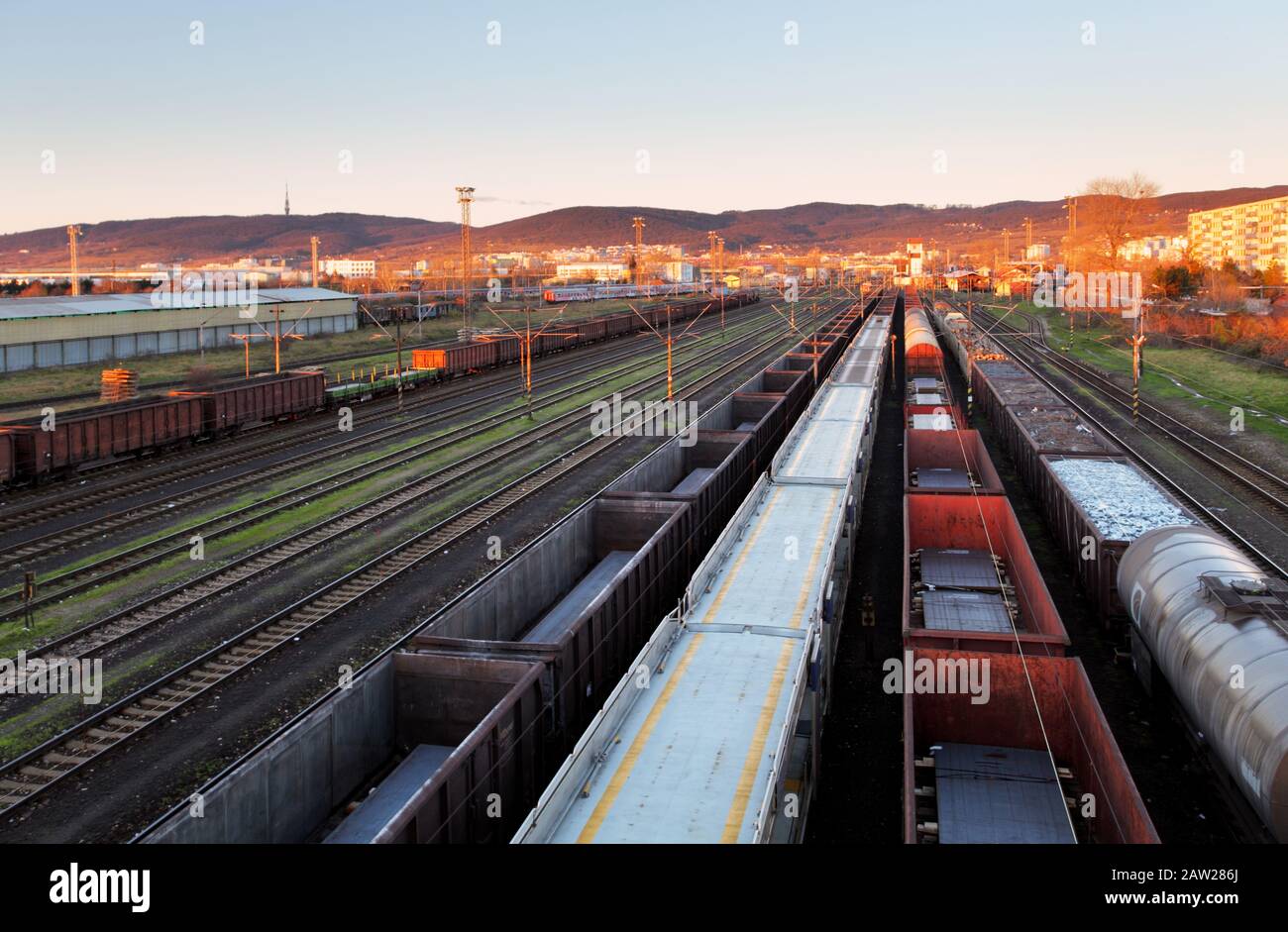 Train Freight transportation platform - Cargo transit Stock Photo - Alamy