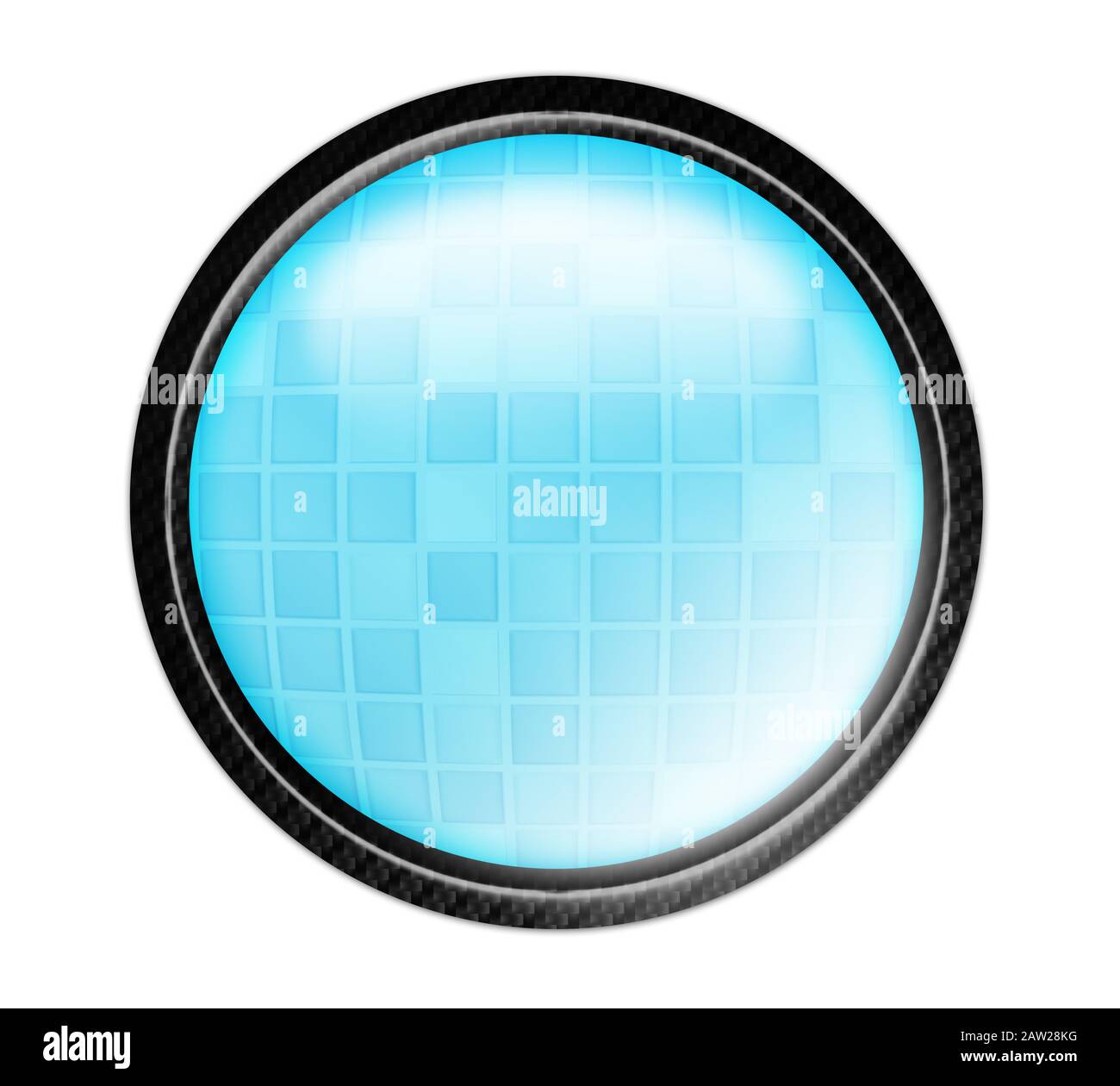 blue aqua button with carbon ring shaded with squares Stock Photo - Alamy