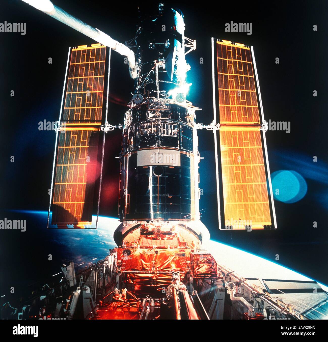 repair mission of hubble space telescope, hst, by astronauts aboard ...