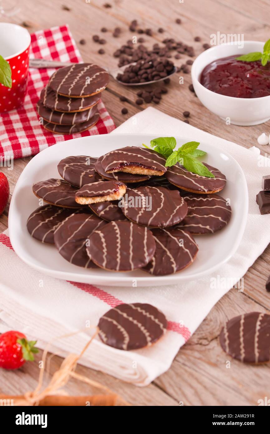 Soft cakes with strawberry Stock Photo - Alamy