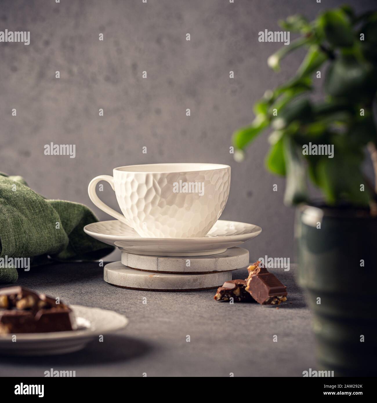 Coffee break composition with cup Stock Photo - Alamy