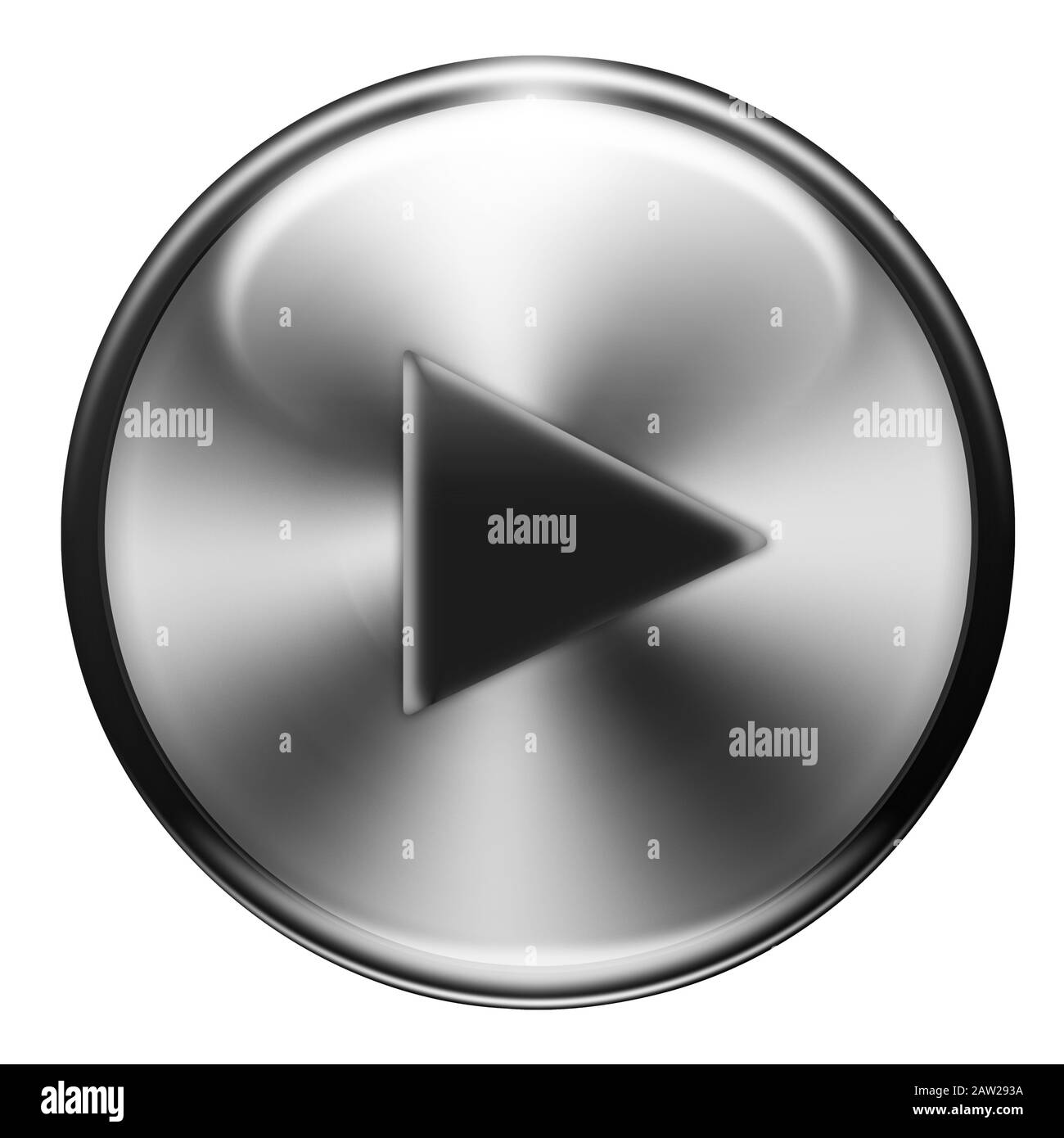 realistic metallic play button isolated on white background Stock Photo ...