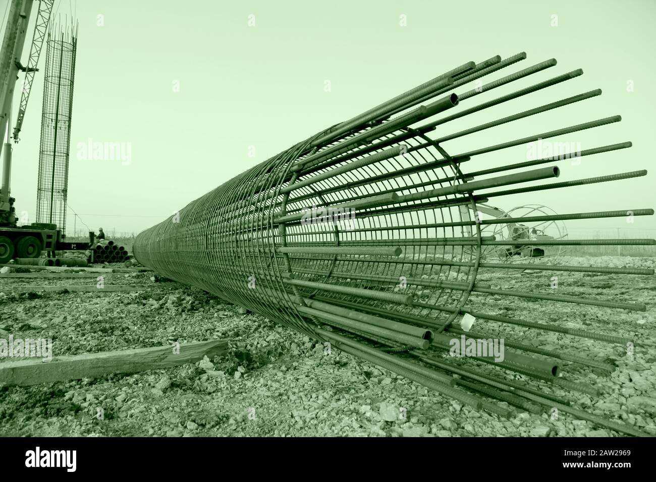 Bridge pile reinforcement structure Stock Photo - Alamy