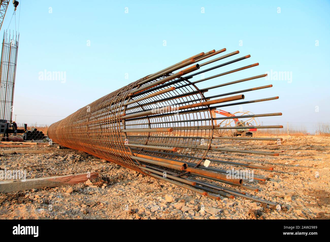 Bridge pile reinforcement structure Stock Photo - Alamy