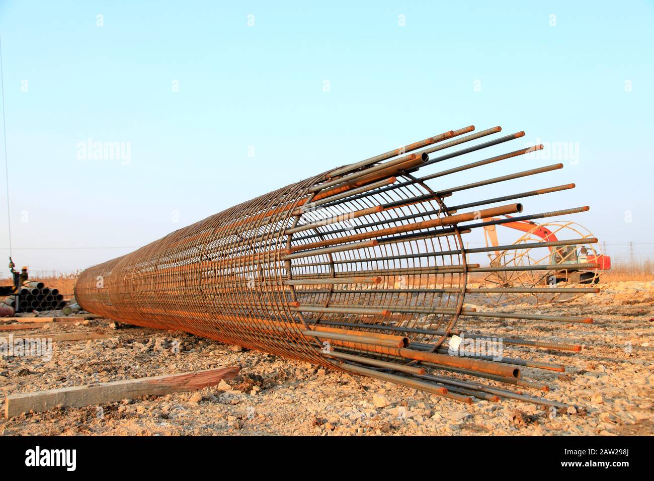 Bridge pile reinforcement structure Stock Photo - Alamy