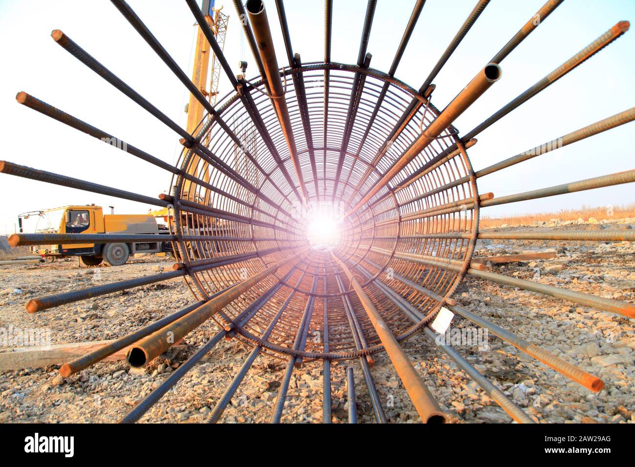 Bridge pile reinforcement structure Stock Photo - Alamy
