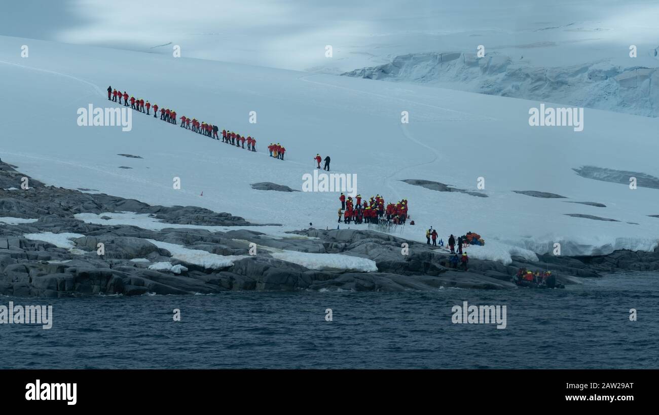 Expedition landing, Damoy Point, a headland, entrance point to the ...