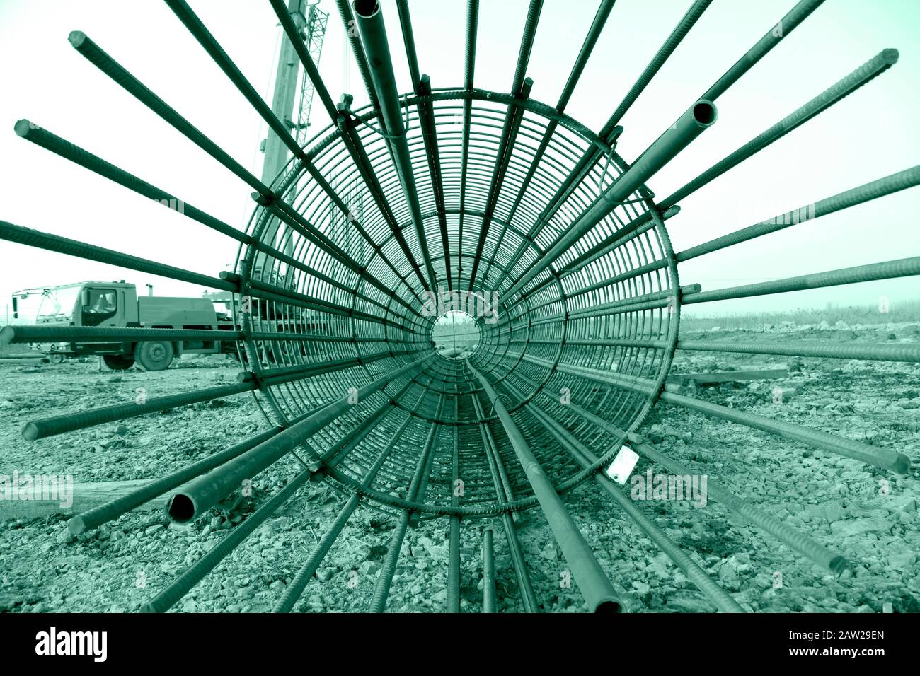 Bridge pile reinforcement structure Stock Photo - Alamy