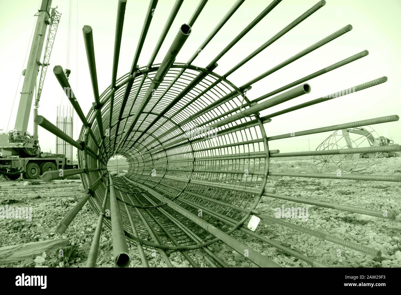 Bridge pile reinforcement structure Stock Photo - Alamy