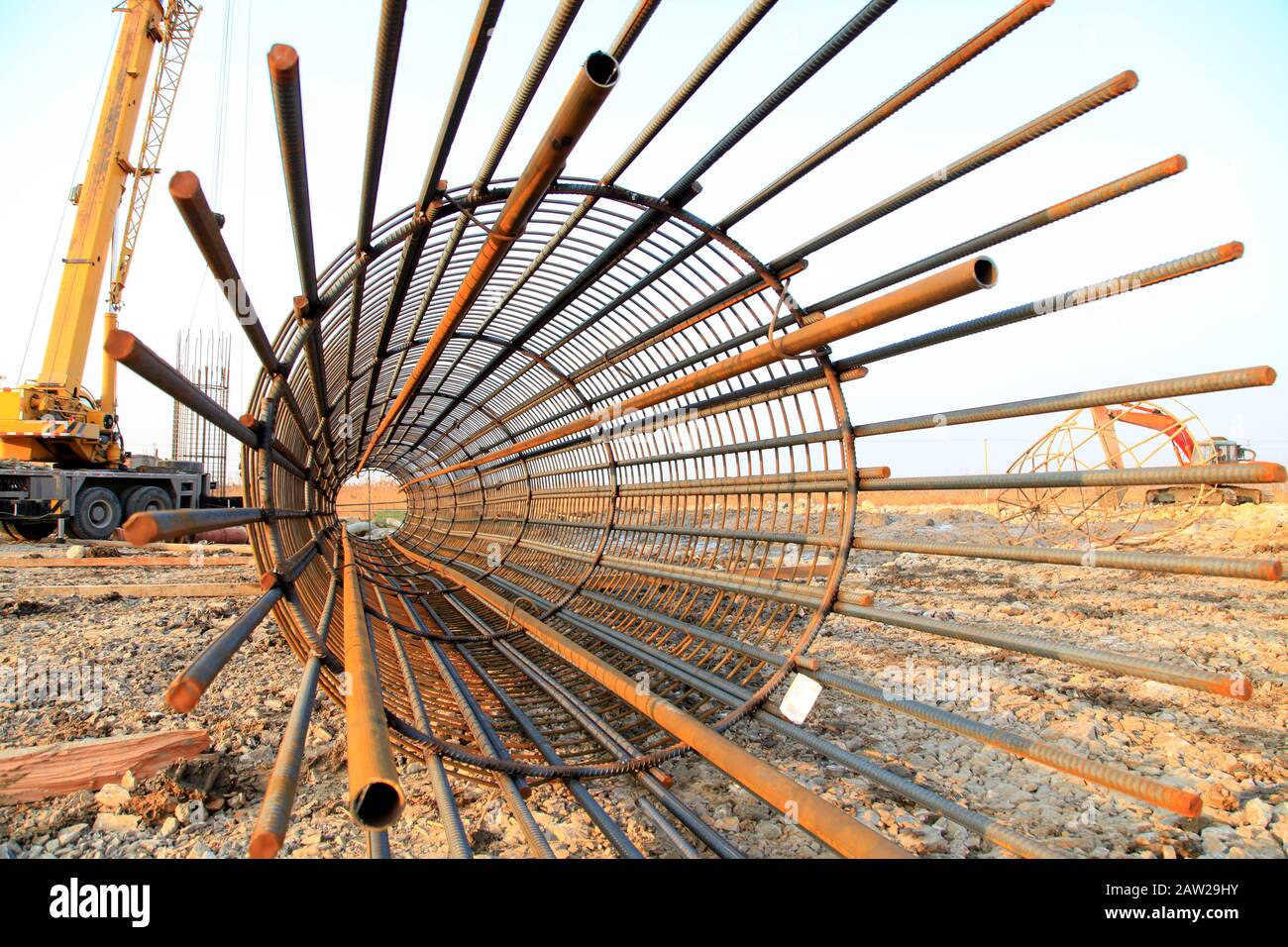 Bridge pile reinforcement structure Stock Photo - Alamy