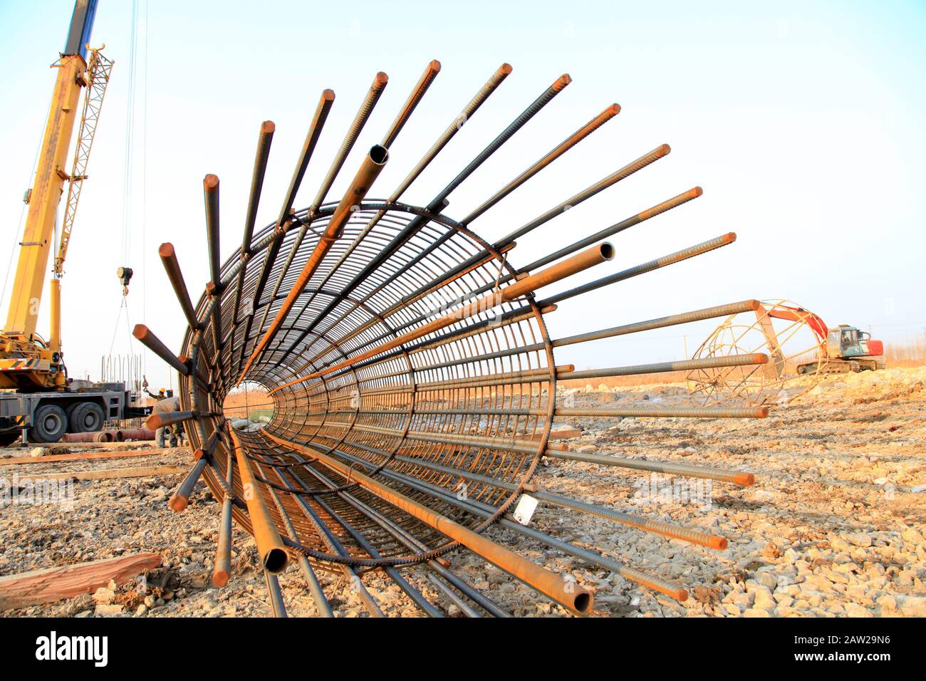 Bridge pile reinforcement structure Stock Photo - Alamy