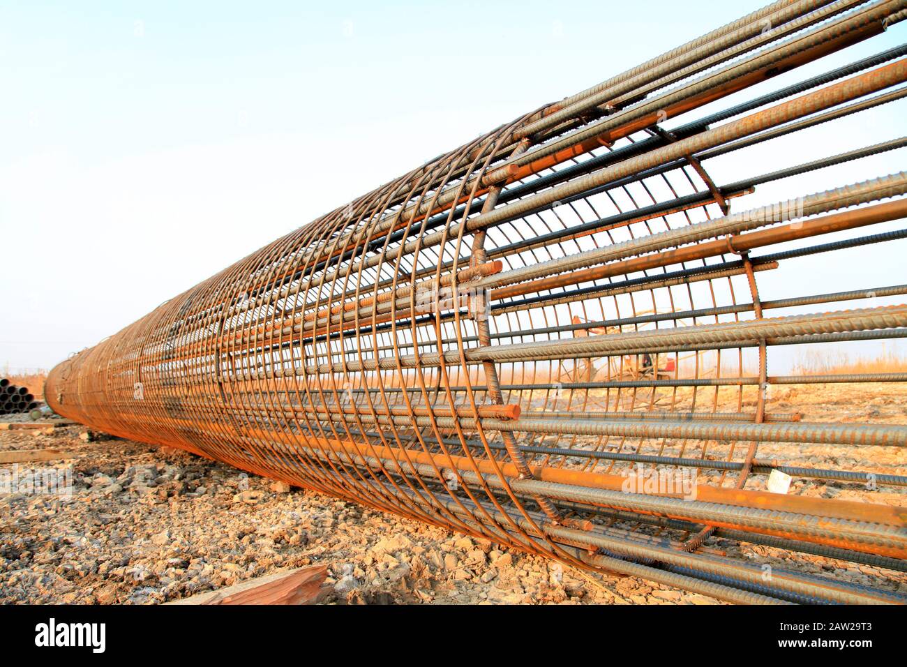 Bridge pile reinforcement structure Stock Photo - Alamy