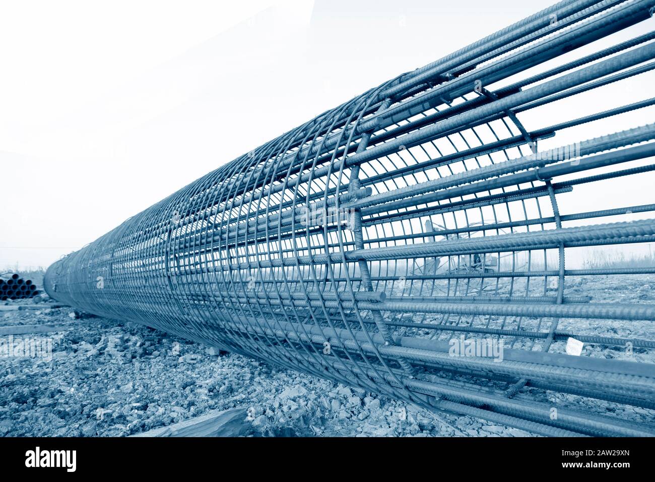 Bridge pile reinforcement structure Stock Photo - Alamy