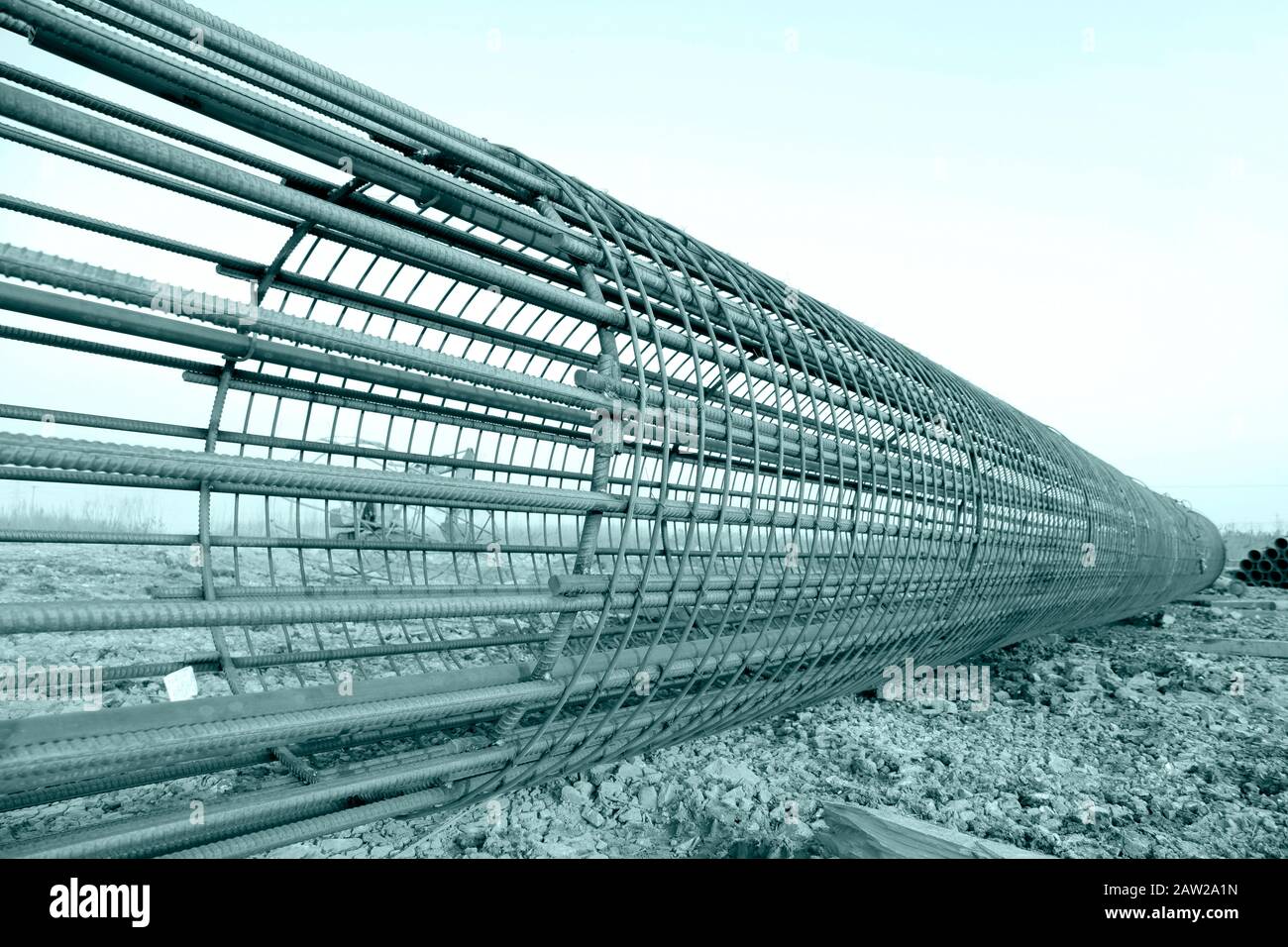 Bridge pile reinforcement structure Stock Photo - Alamy