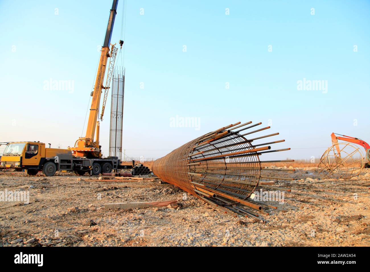 Bridge pile reinforcement structure Stock Photo - Alamy