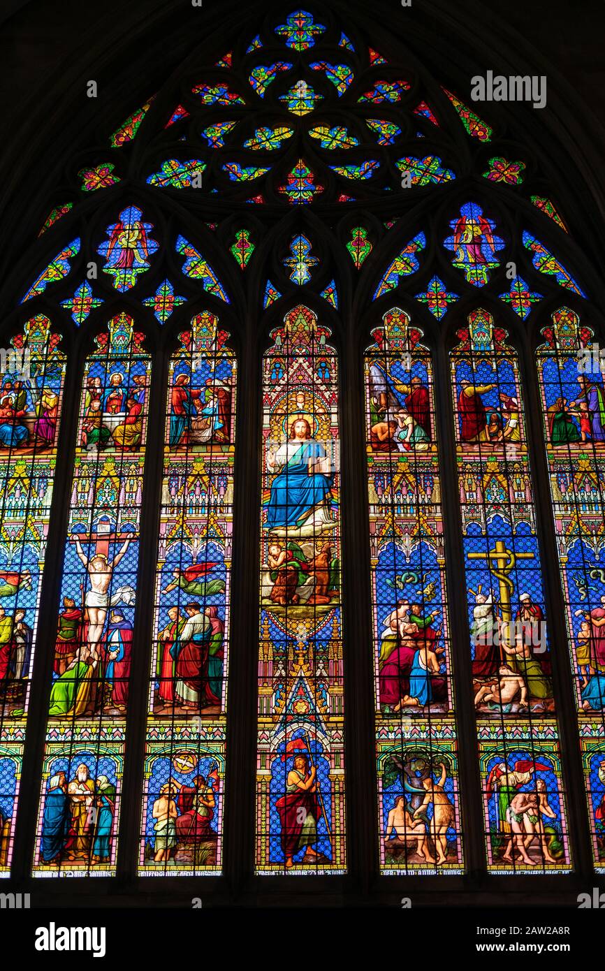 Stained glass windows inside Chichester cathedral Stock Photo - Alamy