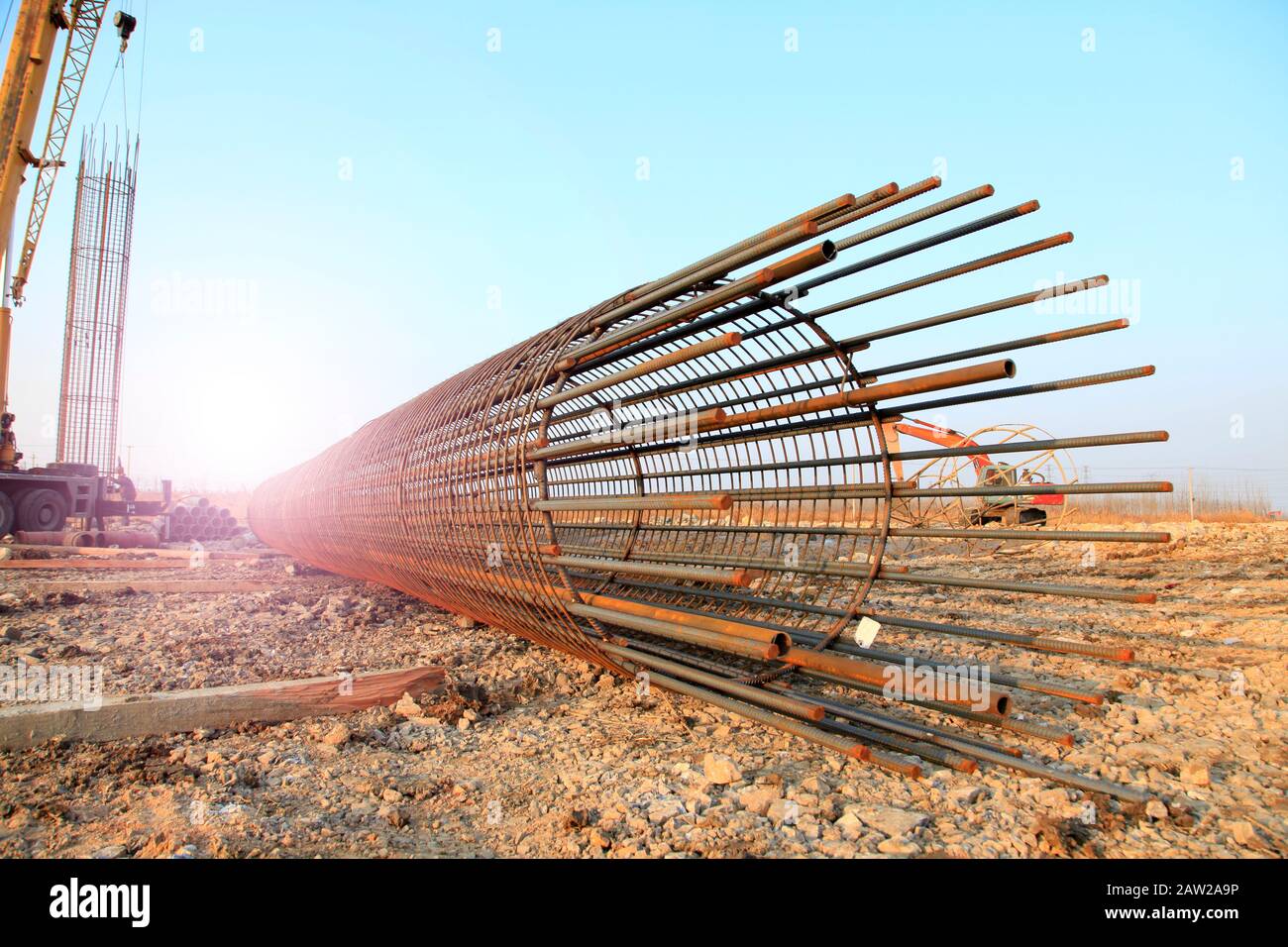 Bridge pile reinforcement structure Stock Photo - Alamy