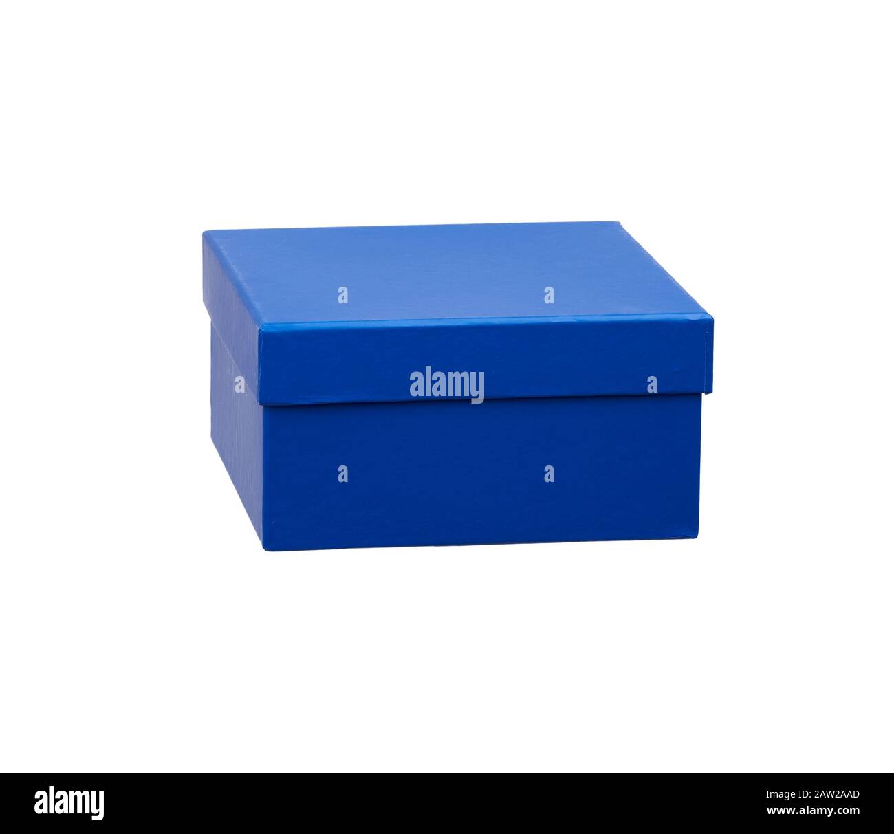 closed blue cardboard square box, gift for the holiday is isolated on a ...